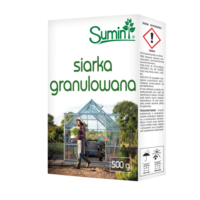 Siarka granulowana 500g do zakwaszania podłoża i gazowania szklarni ...